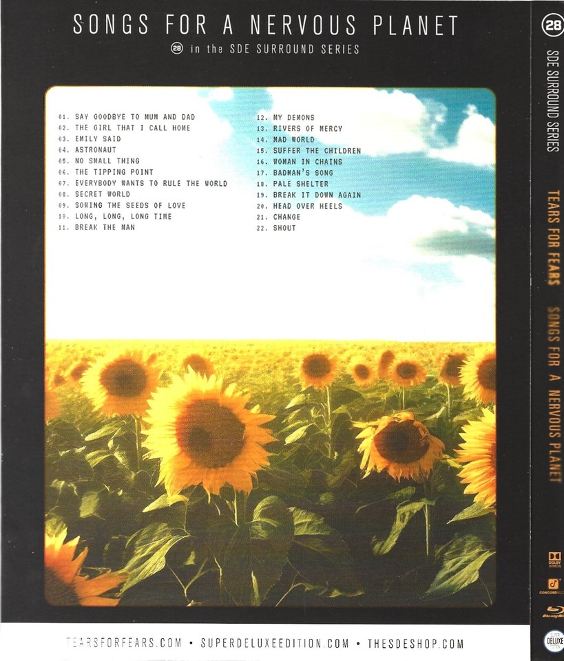 TEARS FOR FEARS - Songs For A Nervous Planet- BluRay Audio NEW/MINT W/Slipcover | eBay