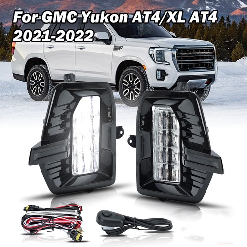 Set Front LED LED Fog Light Lamp W/Cover Wire For GMC Yukon AT4/XL AT4 ...