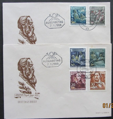 Stamps GDR 1955 2 first day covers Mi. 485 A-490 A with canceled | eBay