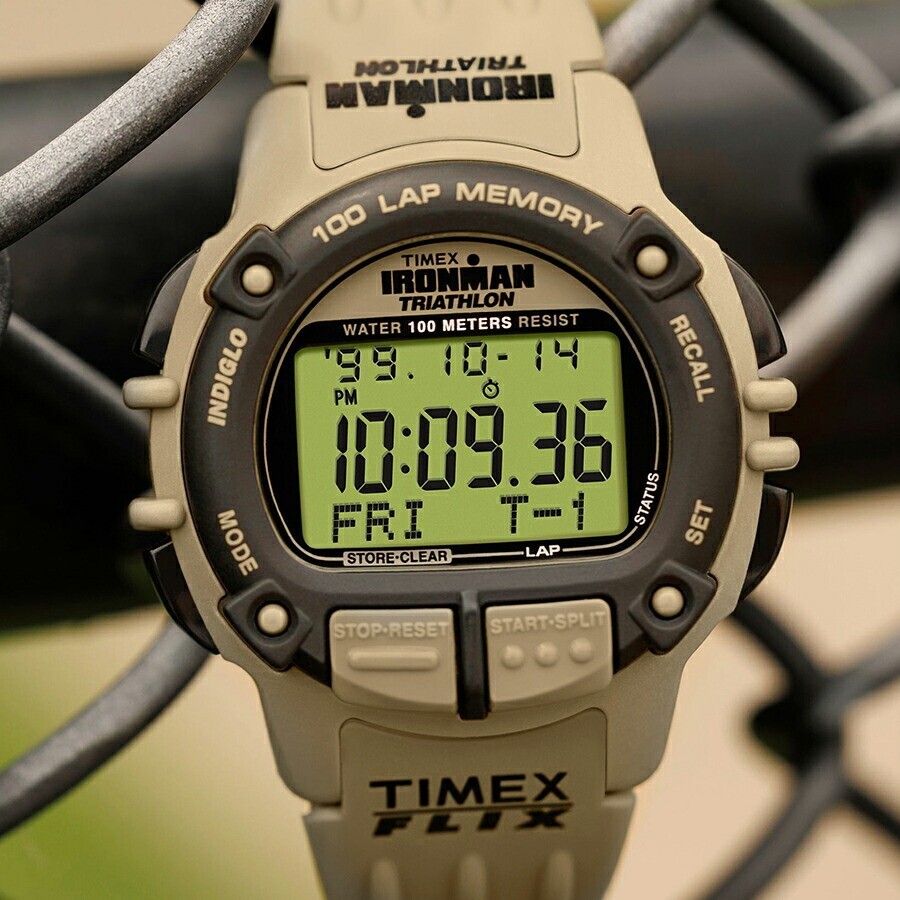 Timex Flix TW5M63100 Ironman Quartz Men's Watch Yellow Dial Digital ...