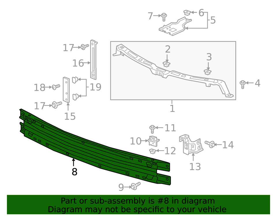 Genuine GM Front Bumper Impact Bar 84445139 | eBay