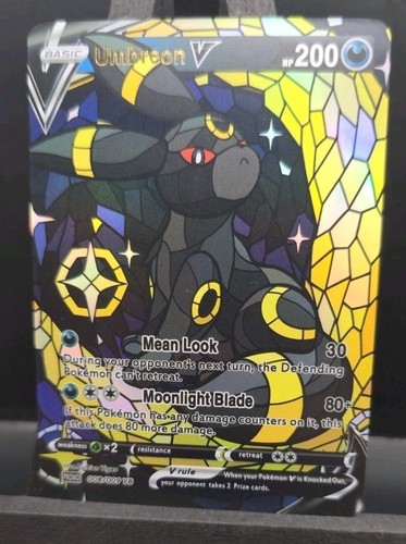 Pokemon Custom Stained Glass Holo Foil Card Umbreon V Full Art | eBay