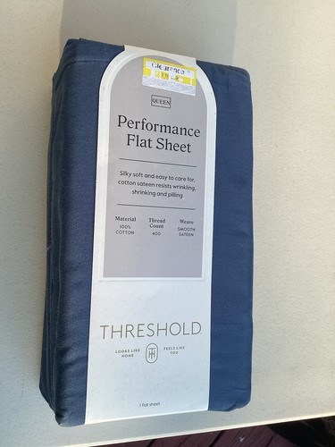 Queen 400 Thread Count Performance Flat Sheet Metallic Blue - Threshold ...