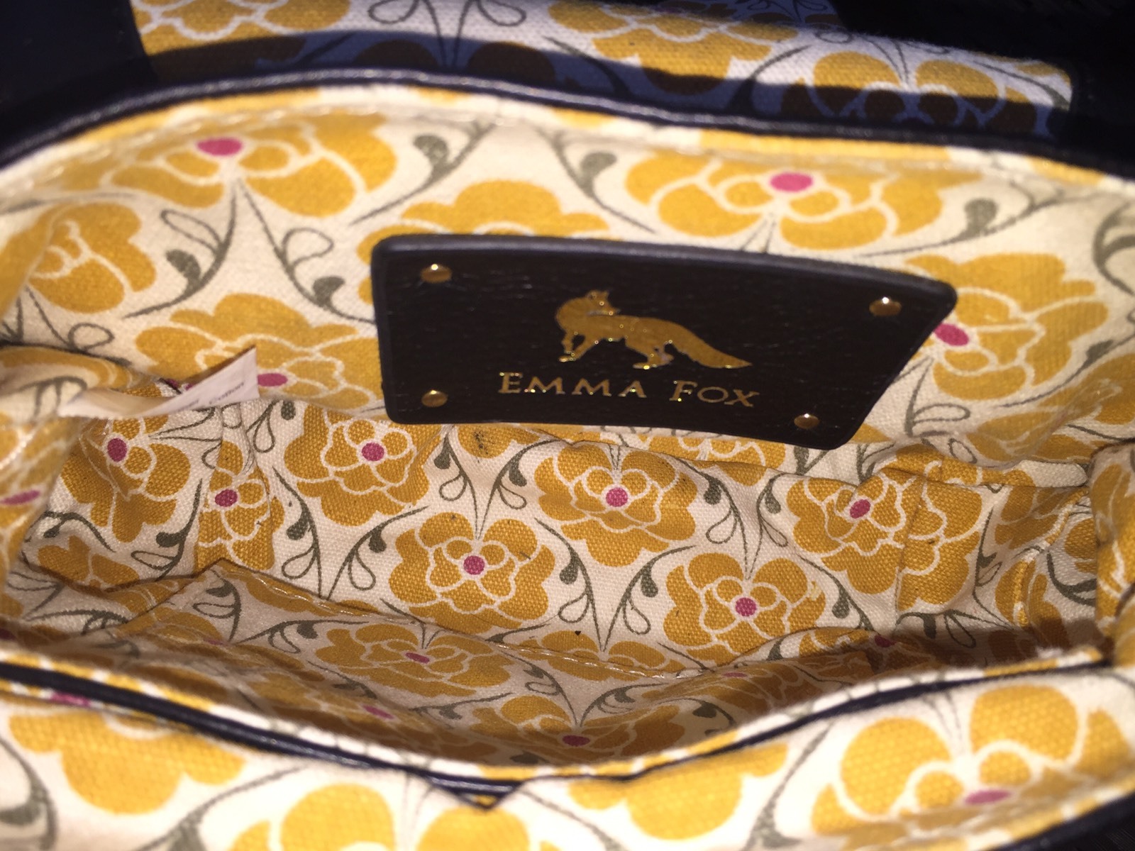 EMMA FOX PORT FLAP CROSSBODY Leather Bag Handbag Purse Black & Tan ...