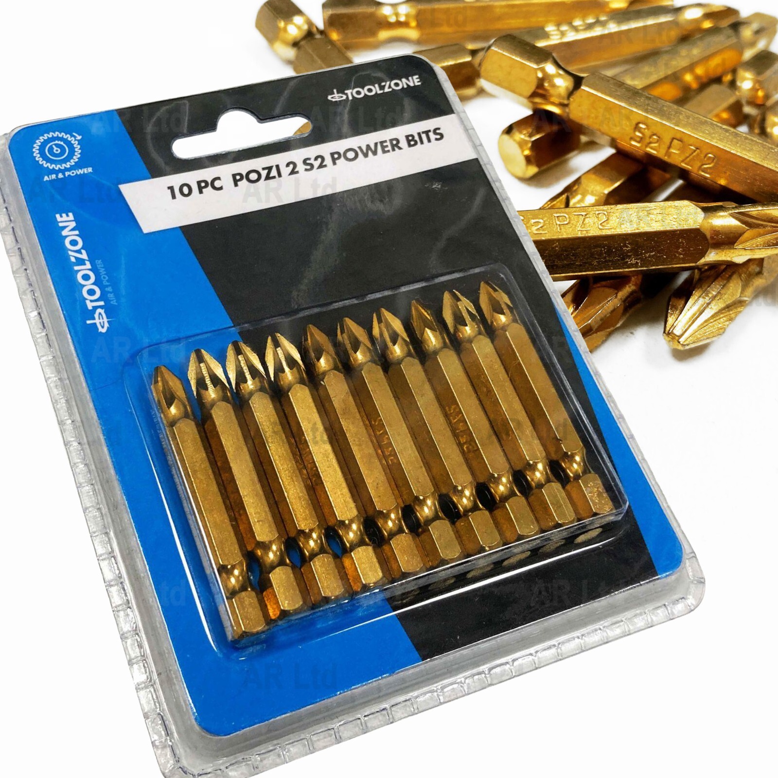 50mm Long Screwdriver Bits 10pc Titanium coated Pozi drive Bit Set size ...