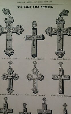 Crosses Gold Roman Thimbles Rings 1881 Catalog Page Clapp Chicago Rare ...