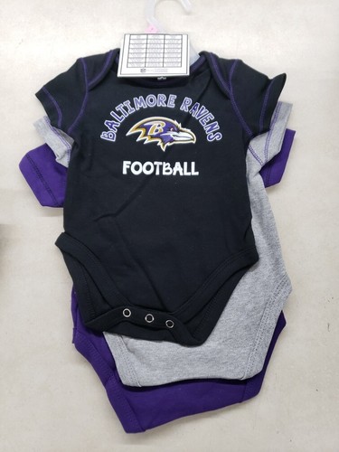 BALTIMORE RAVENS OFFICIAL NFL INFANT TEAM APPAREL 3 PC CREEPER SET NWT ...