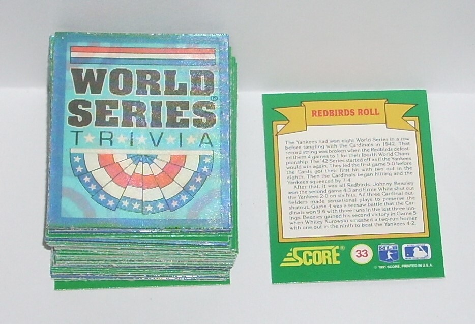 1991 Score World Series Trivia Baseball Cards Lot of 36 | eBay