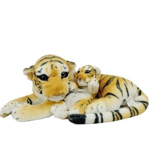 Bengal Tiger with Cub Plush Large Realistic Mom Baby Lying Down Stuffed ...
