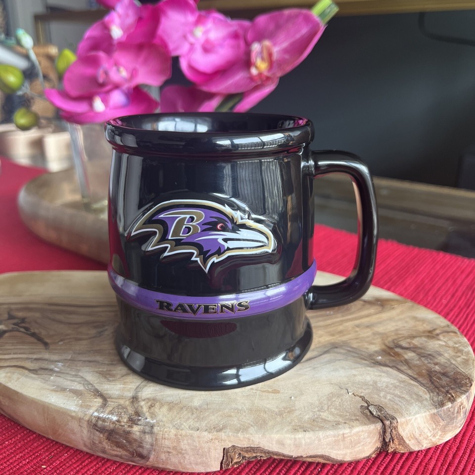 BALTIMORE RAVENS COFFEE MUG. EMBOSSED NFL FOOTBALL TEAM MUG Art Deco ...
