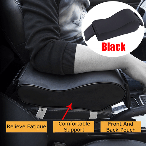 Black PU Leather Sponge Car Armrest Pad Cover Center Console Handrest ...