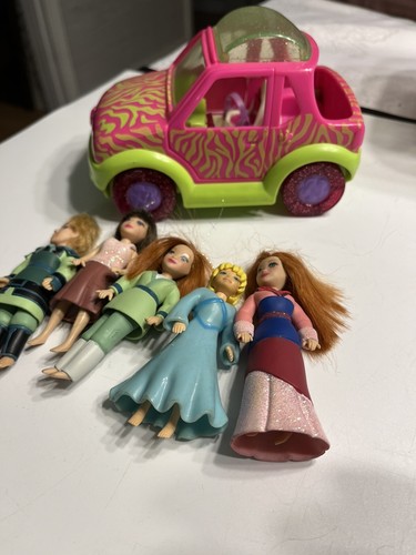 Polly Pocket Pink Green Jeep Car w 5 Dolls Polly Pocket & Disney | eBay