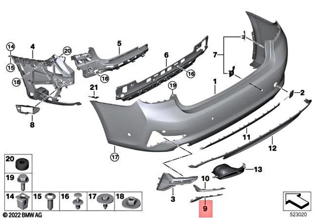Genuine BMW 3 Series G20 G21 Rear Bumper Lower Blade Trim Left N/s ...