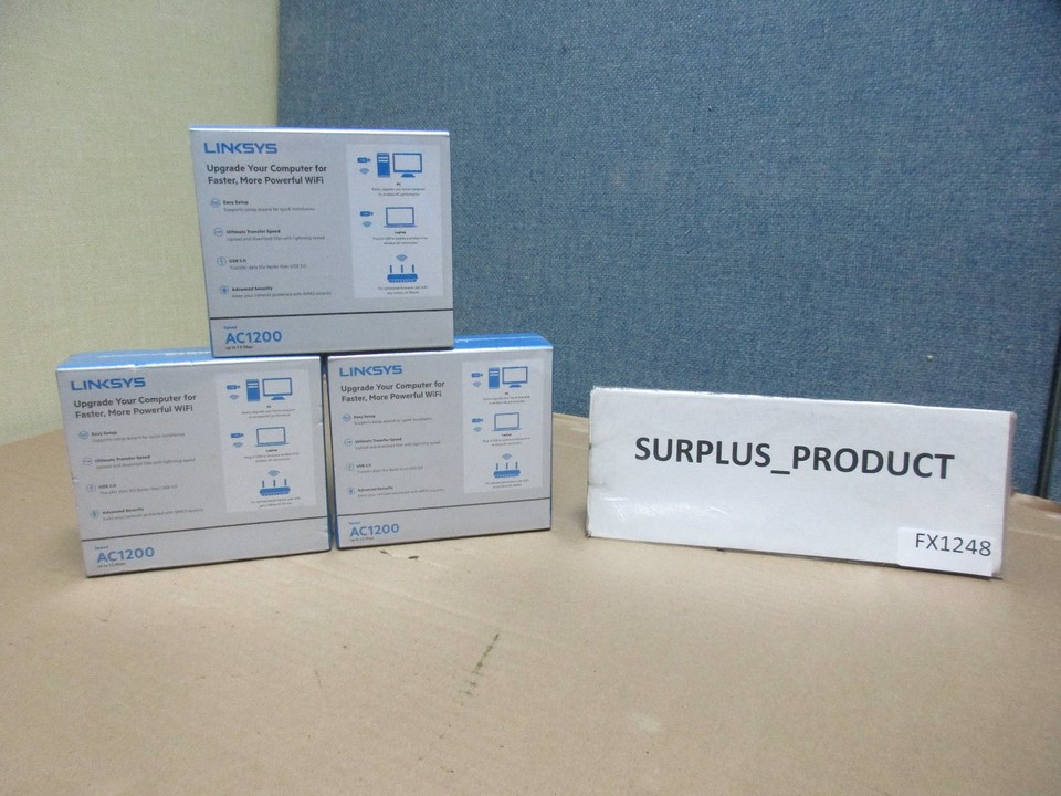 LOT OF 3 LINKSYS WUSB6300 AC1200 DUAL-BAND USB WIRELESS ADAPTERS-NEW IN ...
