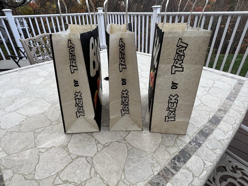 3 Vintage X-Large HALLOWEEN Trick or Treat Paper Bag. BOO, Ghosts. Made ...