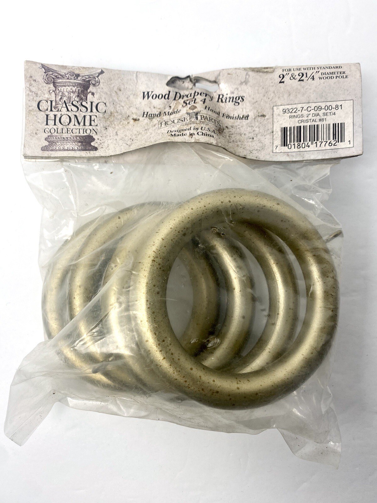 Classic Home Collection Drapery Curtain Rings Set 12 Wood 2" - 2.25 ...