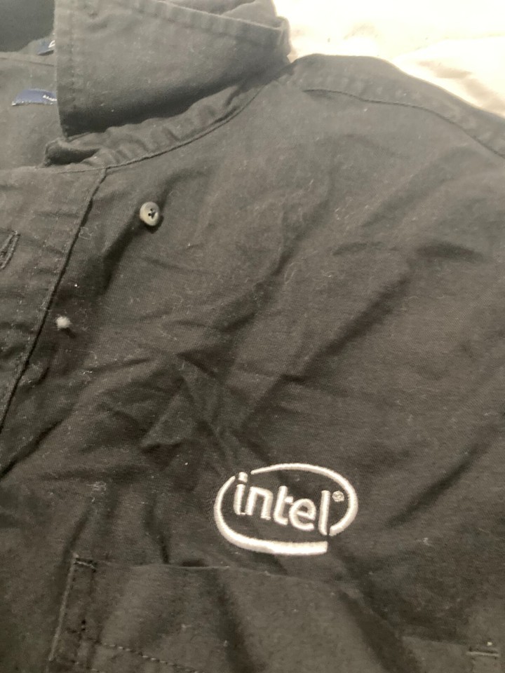 Intel black long sleeve cotton button down Shirt men's adult XL NEW | eBay