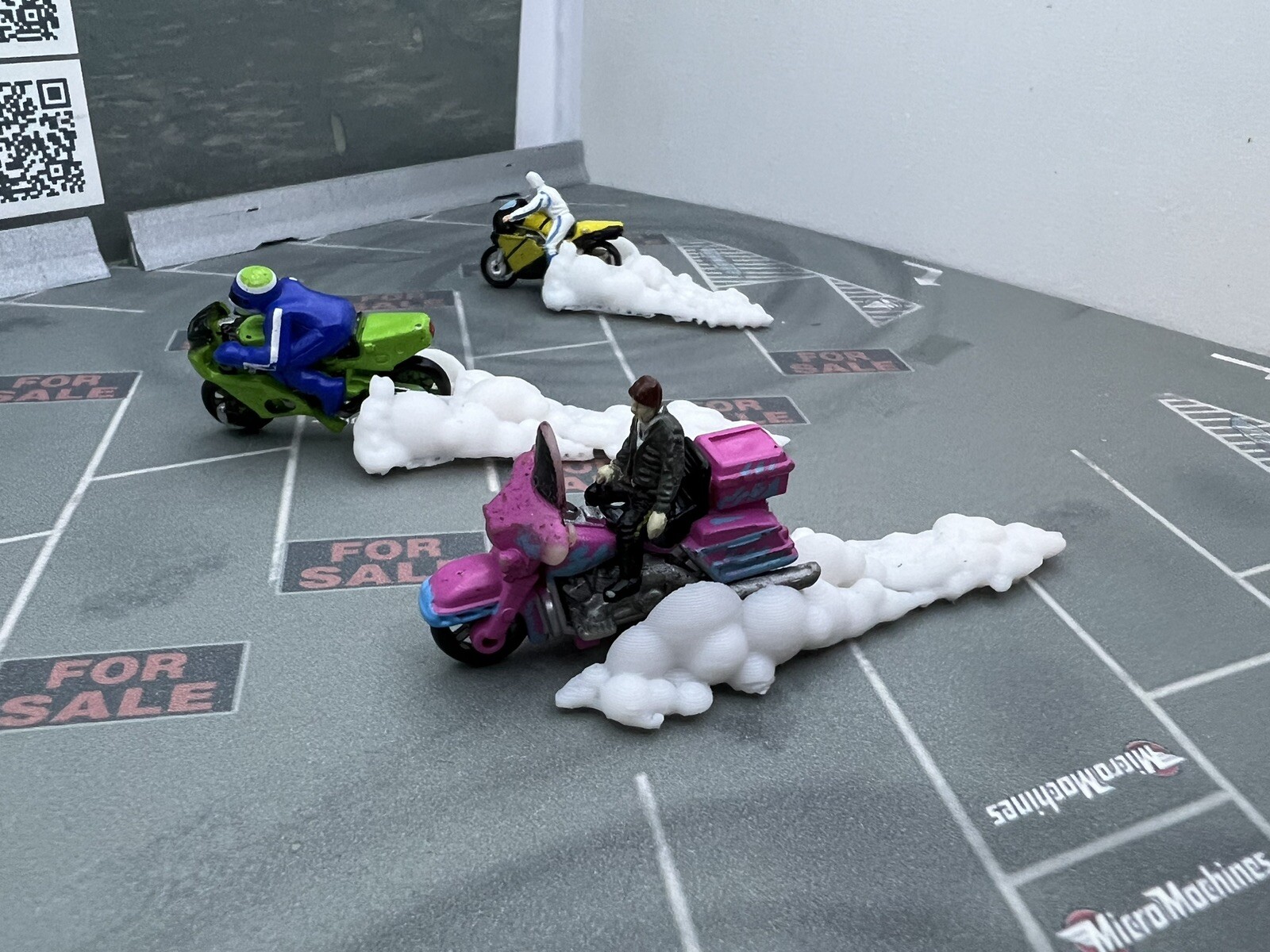Micro Machines Motorcycles Burnout Smoke Display | eBay