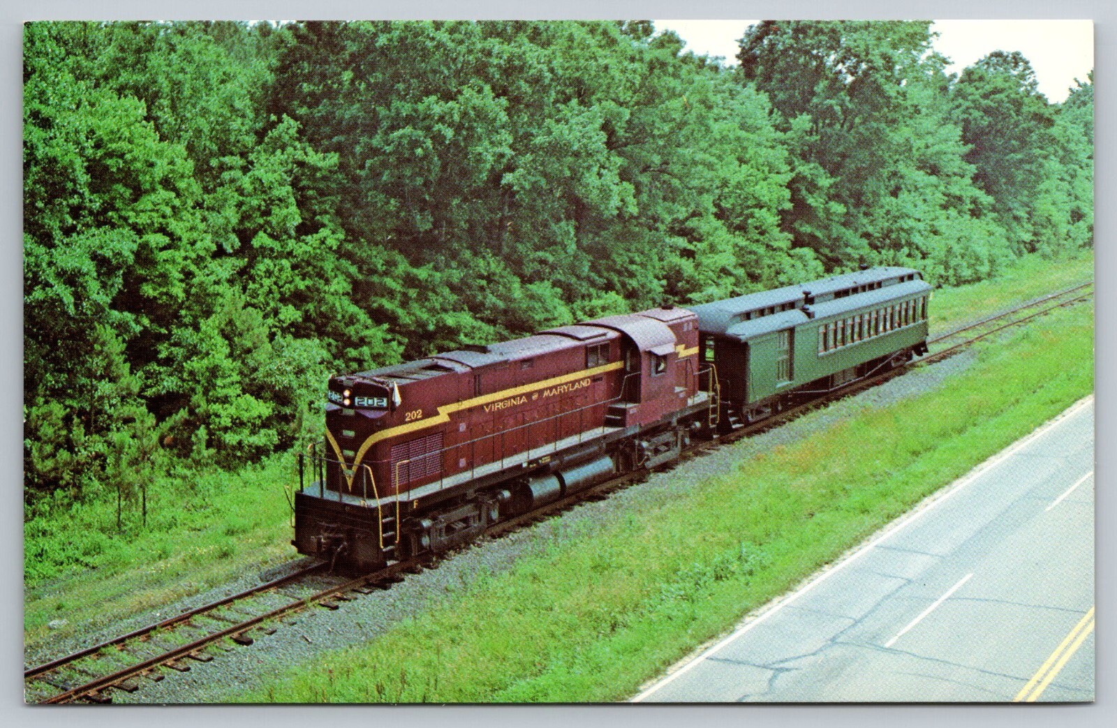 Postcard A 255, Virginia & Maryland 202, Train Rte. 13 near Onley ...