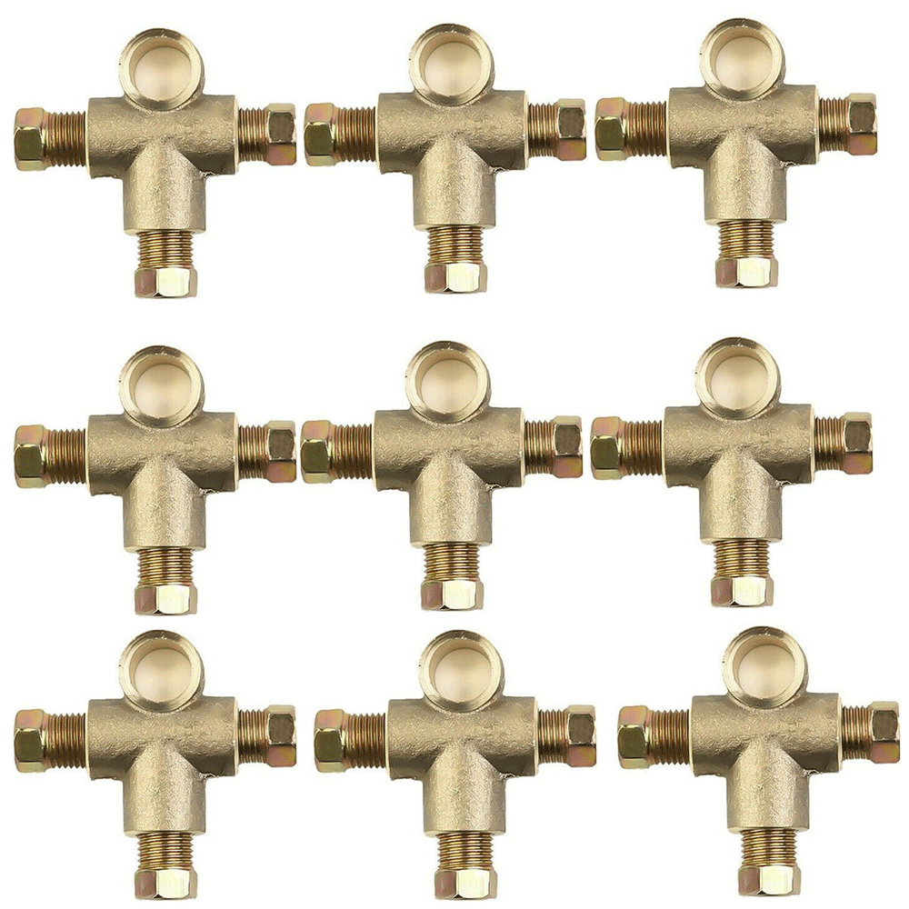 10x T-Shap Brake Line Tee Hose Connector 3-Way Adapter For 3 Male Nut ...