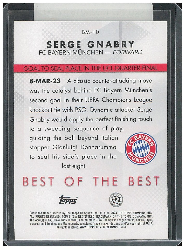 2023 Topps Gold UEFA Club Competitions Serge Gnabry Gold #BM-10 | eBay