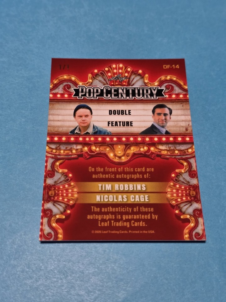Leaf 2026 Pop Century Double Feature Autograph Tim Robbins Nicolas Cage ...