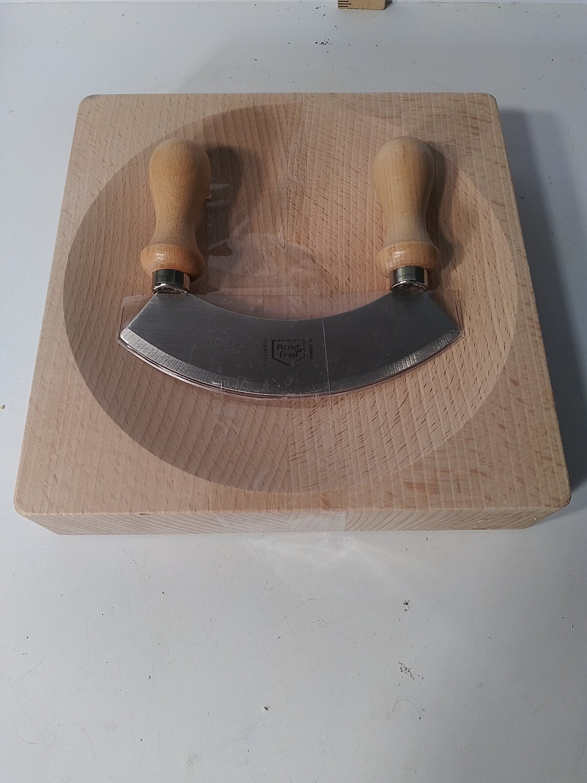 Rost Frei Edelstahl Germany Stainless Double Blade Chopper Wood Handle ...