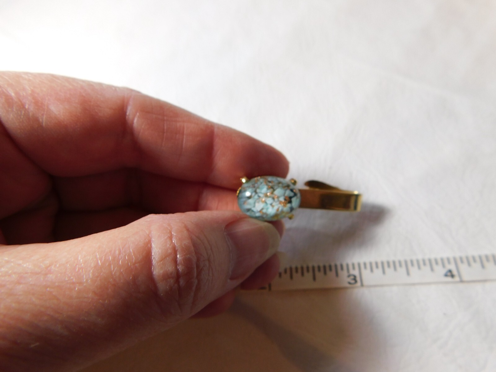 turquoise color stone tie tack clip bar vintage gold flake VTG | eBay