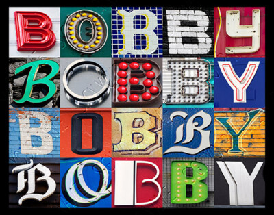 BOBBY Name Poster featuring photos of actual sign letters | eBay
