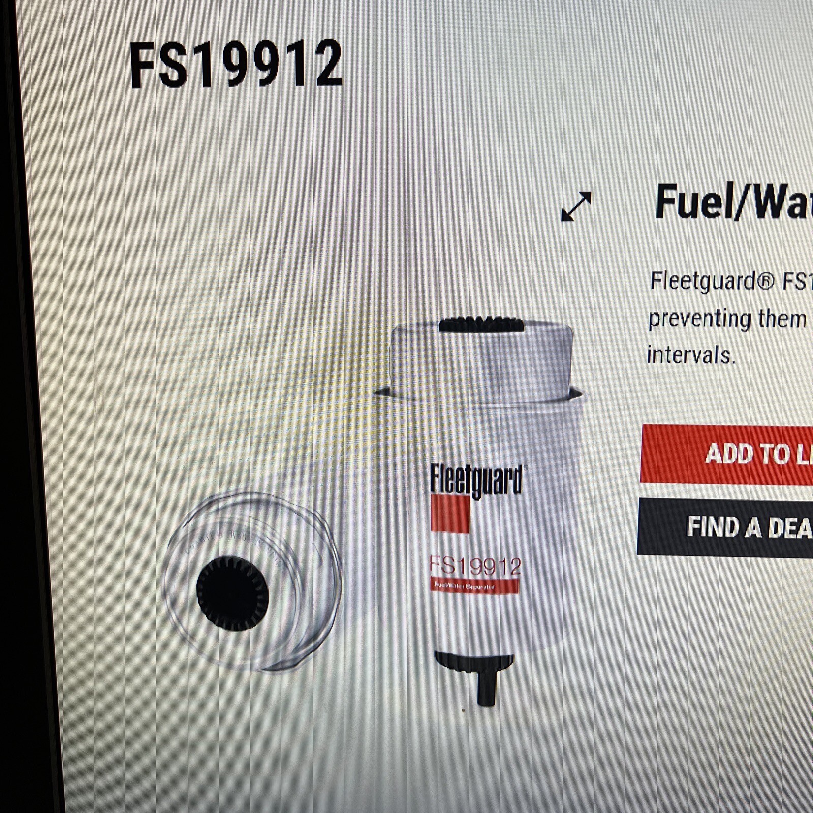 FS19912 Fuel/Water Separator | eBay