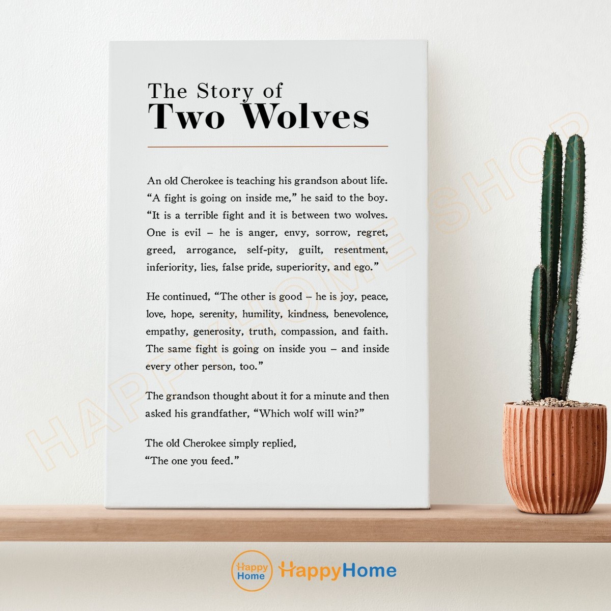 Old Cherokee Wolf Quote Book Collection Art Poster // Tale Of Two