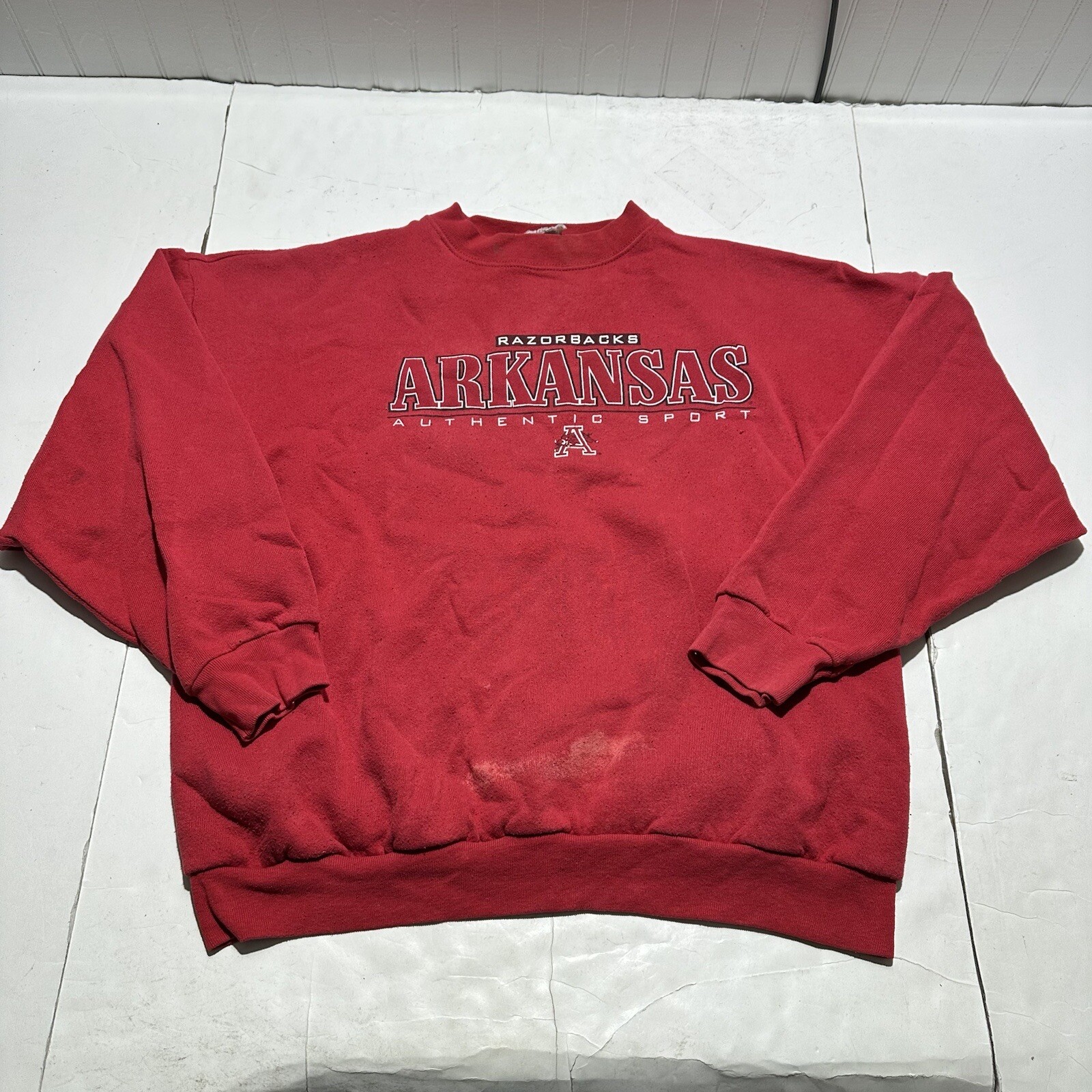 Vintage Arkansas Razorback Sweatshirt Mens M Graphic Cartoon Cotton Hog ...