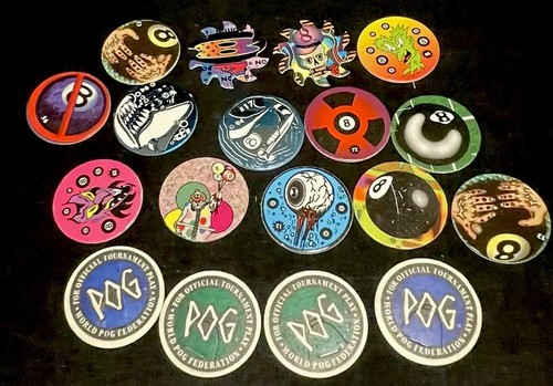 POGs Vintage 1990’s 18 Piece Lot Magic 8 Balls Clowns Bowling Eye Balls ...