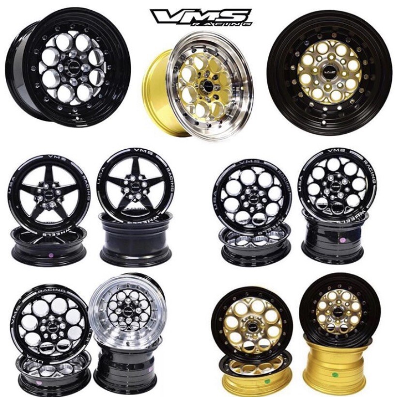 VMS Racing Black V Star Milling Drag Racing Wheel Rim 13x9 4X100 4X114 ...