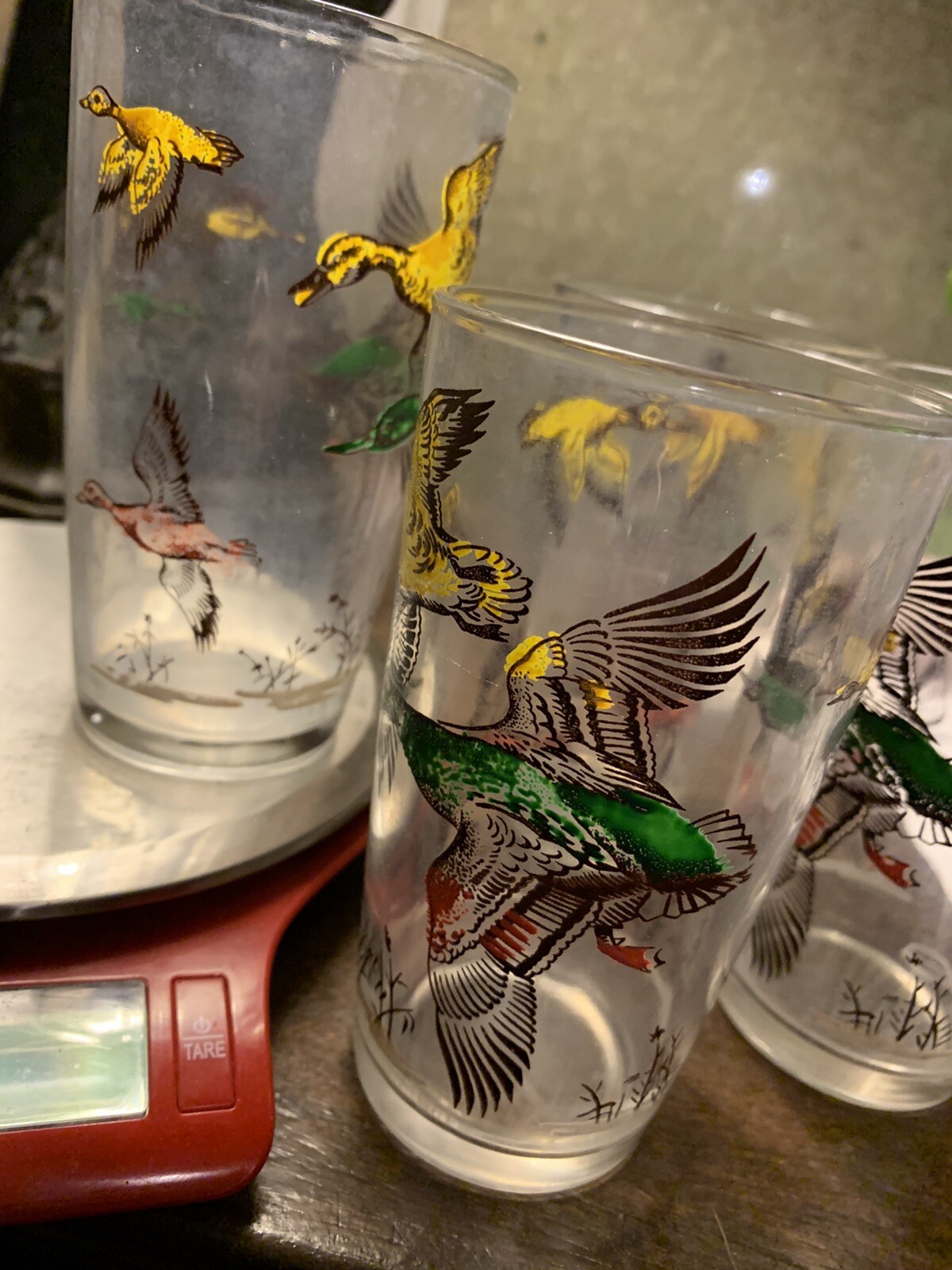 Vintage Mid Century Set of 4Flying Geese Drinking Glasses, Goose, Duck ...
