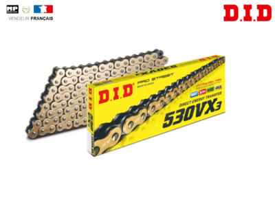 Chaîne transmission Renforcée Moto Or/Noir D.I.D 520 DZ2 114 maillons ...