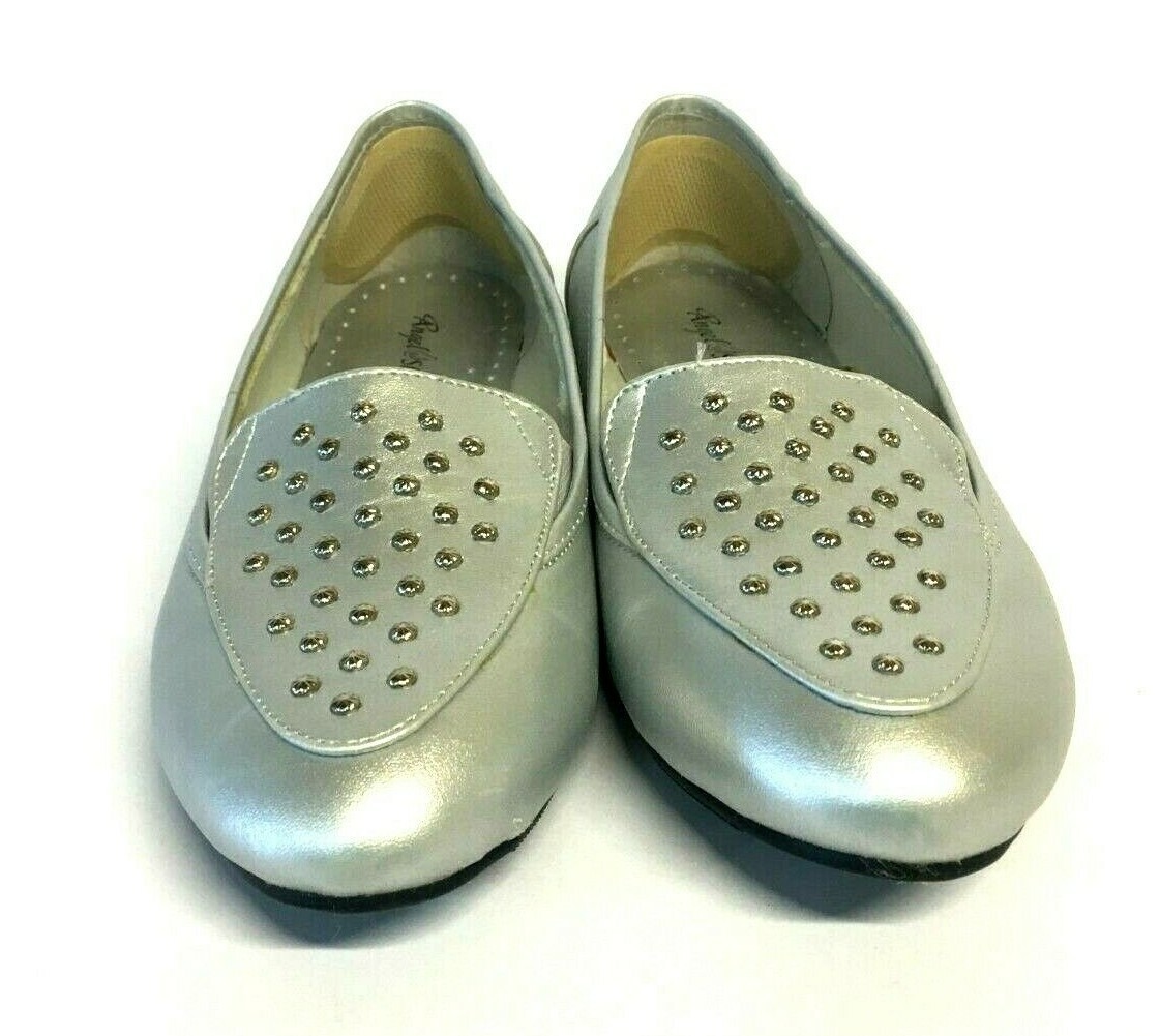 Angel Steps Shoes Slip On Casual Dressy Flat Silver Studs Cute Comfy ...