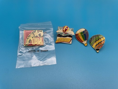 HTF~Vintage~4 Clutch Back Pins~Hot Air Balloons~USA~Lapel Pins ...