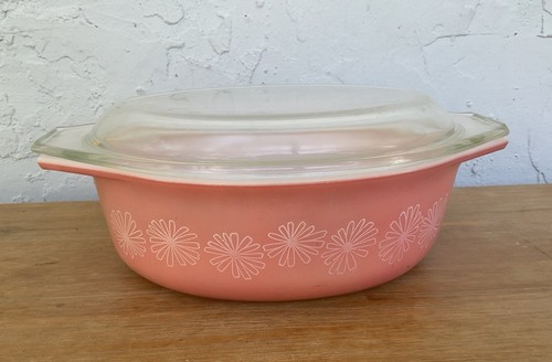 Pyrex Pink Daisy Oval Casserole Lidded Dish 1.5 Quarts Model 043 | eBay
