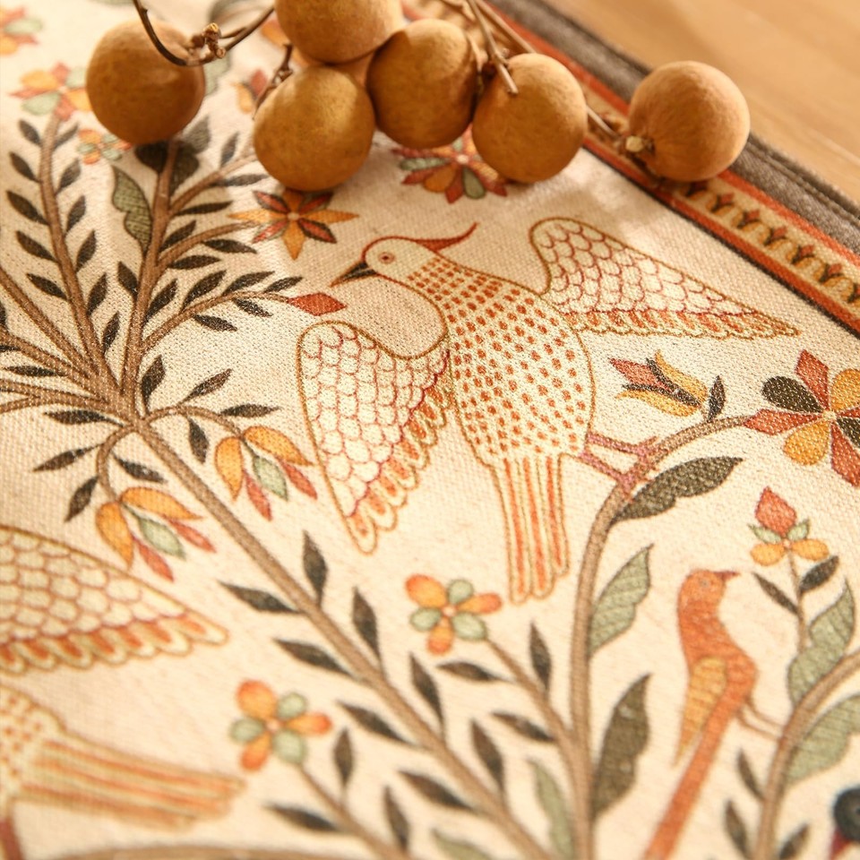 12x63 Inches Floral Rustic Linen Small Table Runner for Kitchen Dining ...