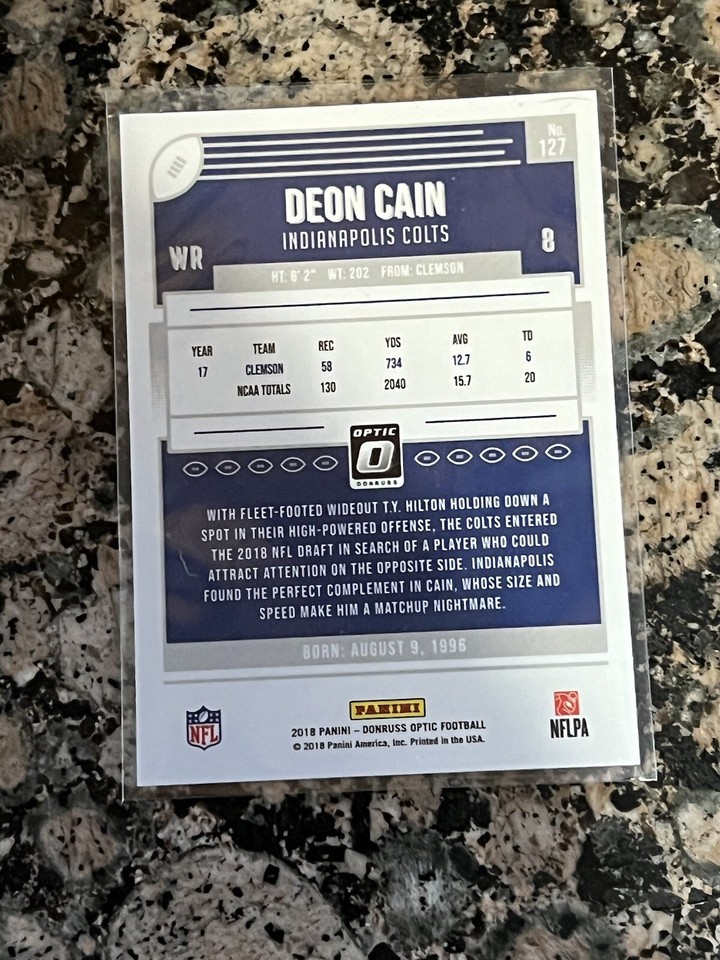 2018 Donruss Optic Base Rookie #127 Deon Cain - Indianapolis Colts | eBay