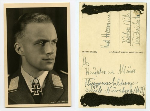 WWII Original Hand signed Postcard Manfred Meurer German fighter ace ...
