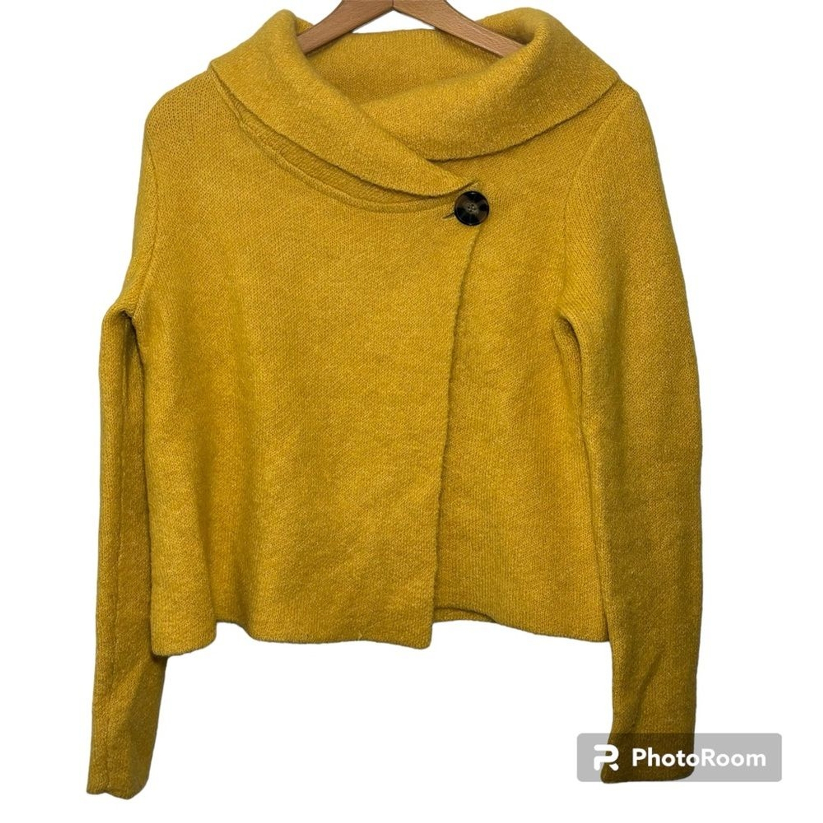 Adrienne Vittadini mustard yellow wool blend wrap sweater. Women’s size ...