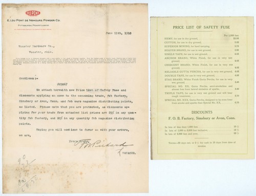 1910 DuPont Dynamite Explosives Trade Letter Safety Fuse Trade Circular ...