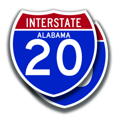 ALABAMA INTERSTATE 20 STICKER Highway 2 Decals State Road Sign Bogo Car ...