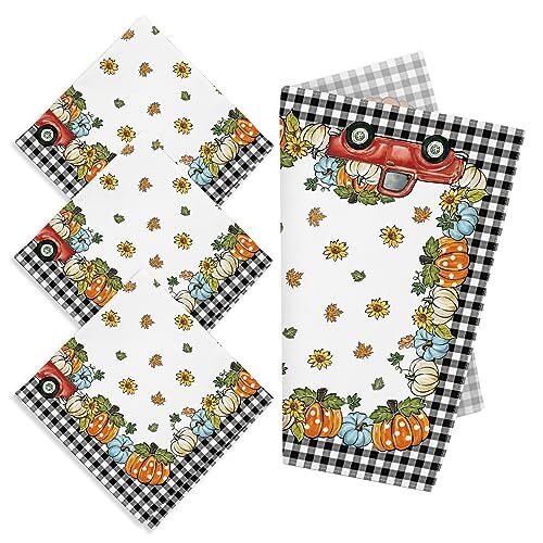 Thanksgiving Fall Pumpkin Cloth Napkins 18 x 18 Inch Set of 4 Autumn ...