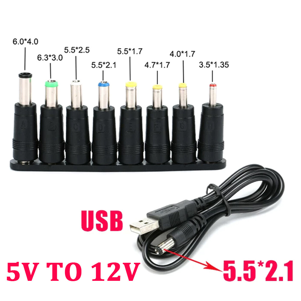 DC 5V To 12V Power Supply USB to 5.5 x 2.1mm Jack Plug Charger Cable ...