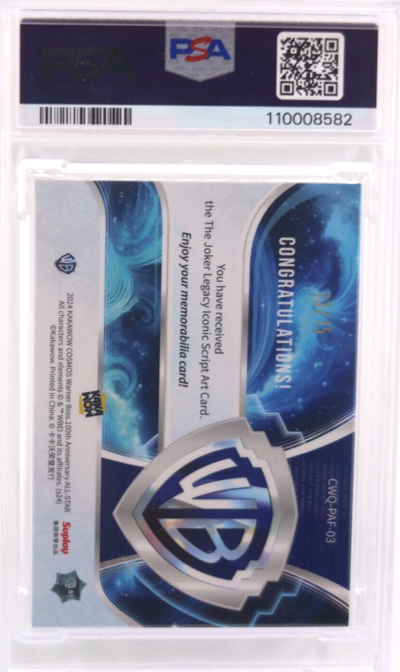 2024 KAKAWOW WB THE JOKER LEGACY ICONIC SCRIPT ART /15 #3 PSA 10 Batman ...