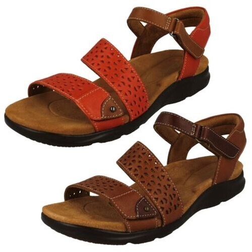 Ladies Clarks Cut Out Detailed Leather Summer Strappy Wedge Sandals ...