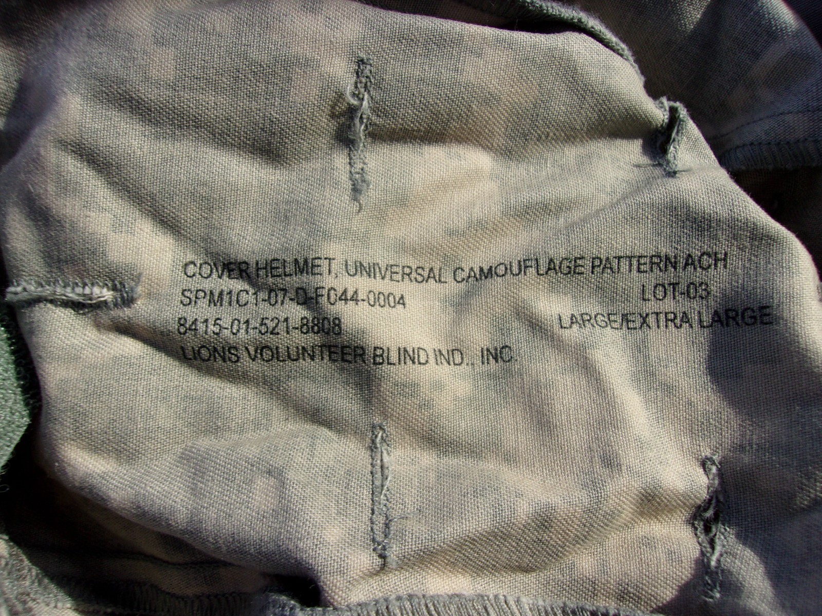 MILITARY SURPLUS ACH ADVANCED COMBAT HELMET COVER LARGE/X-LARGE ACU ...